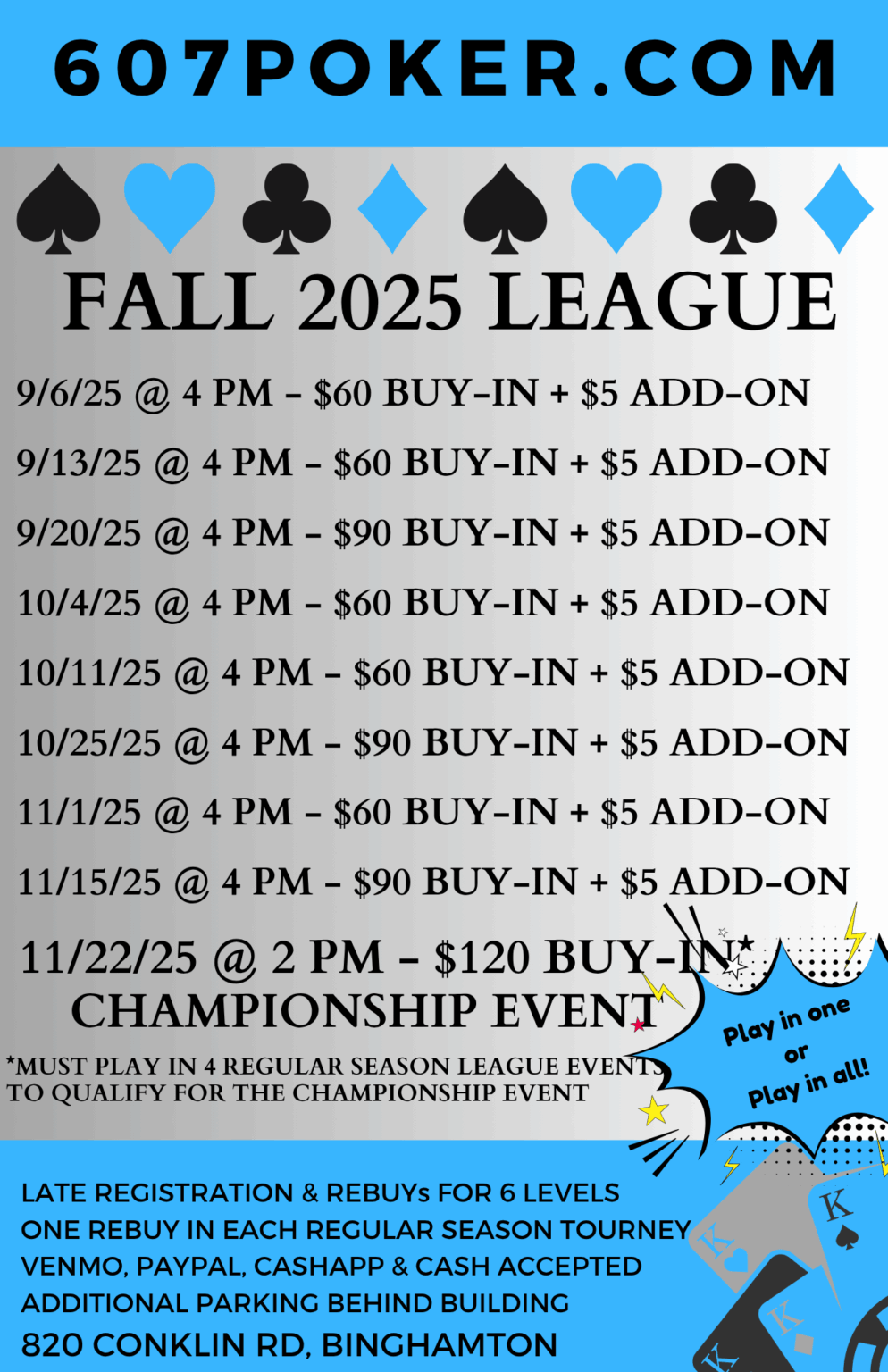 FALL 2025 LEAGUE STARTS SOON! - 607 Poker League